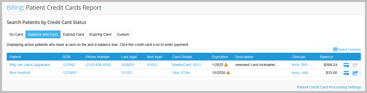 What's New: Patient Credit Cards Report